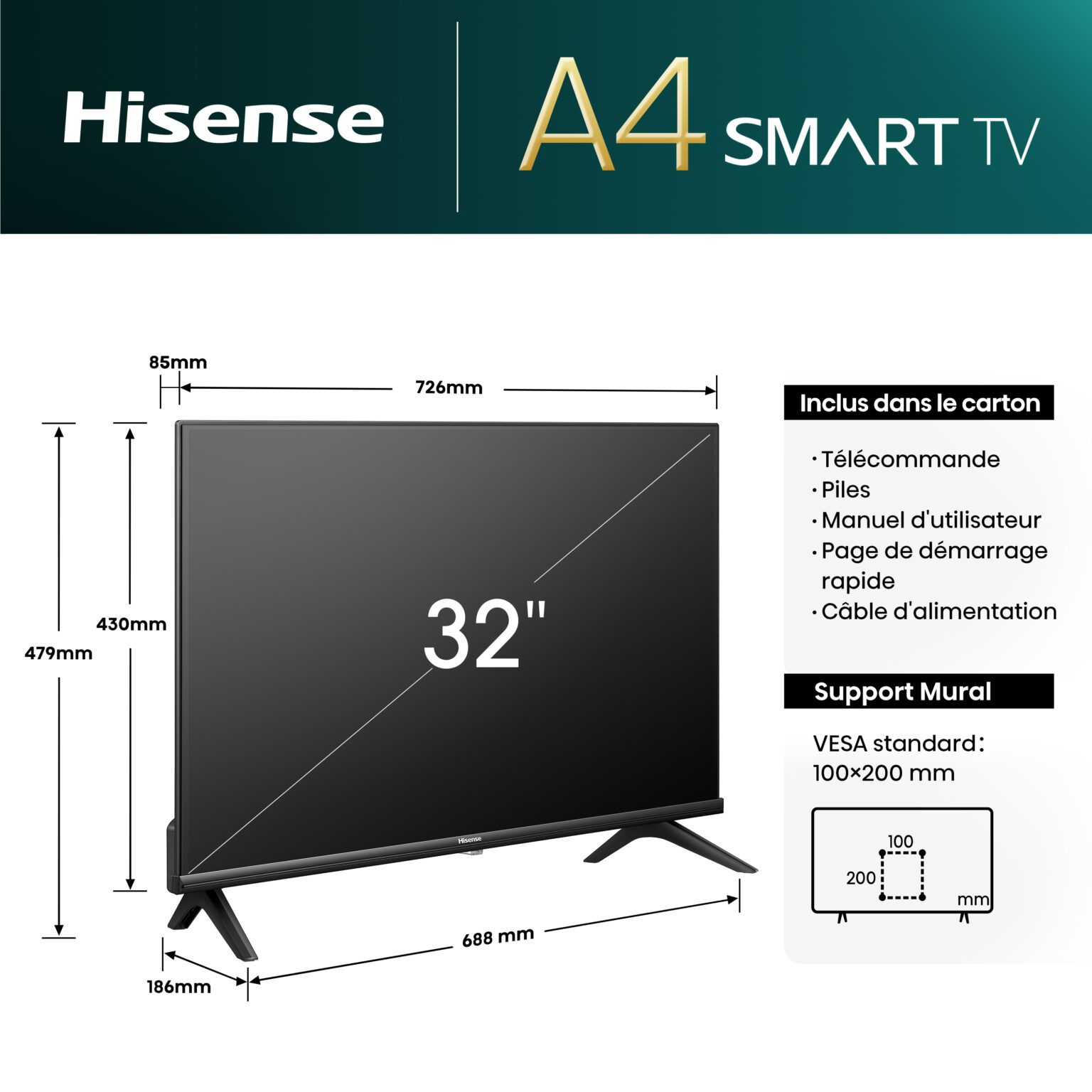 TV FHD | Smart TV32 Série A4N | Hisense | Téléviseurs, Réfrigérateurs, Barres de son, Laser TV